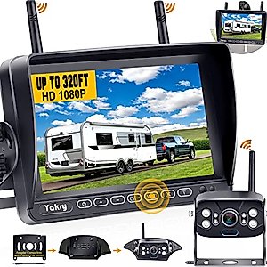 Yakry RV Backup Camera Wireless HD 1080P with 7 Inch Touch Key DVR Monitor for RVs,Campers,Trailers,Trucks Adapter For Furrion-Pre-wired RVs High-Speed Rear View Observation IR Night Vision Y27