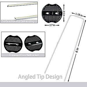 100 pcs 6 inch U-Shaped Landscape Staples and 10 pcs Fixing Gasket Sets, Garden Landscape Staples are Suitable for Outdoor Irrigation Hoses, Artificial Turf Nails, Fixed Fences and Tents, etc.