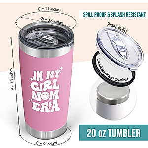 CHICKOR In My Girl Mom Era Tumbler With Straw - Mothers Day Gift, Girl Mama Coffee Cup For Mom of Girls, New Mom, Mommy,Pregnant Moms, Expecting Mom, Mom To Be - 20 Oz Girl Mom Travel Mug