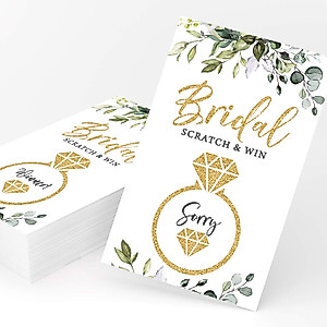 Printed Party Bridal Shower Games – Scratch Off Raffle Cards, Fun Wedding Shower Game, Botanical Eucalyptus Theme, 30 Cards & Stickers