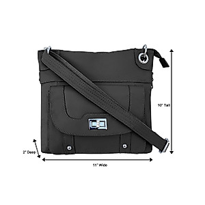 Concealed Carry Gun Purse - Twist Lock Pocket Crossbody Bag by Roma Leathers (Black)