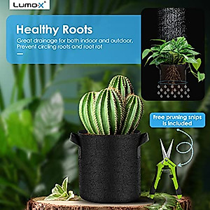Lumo-X Grow Bags 15 Gal 5 Packs with Heavy Duty Thickened Nonwoven Fabric and Handles for Indoor&Outdoor Garden Plants, Vegetable, Flowers, Potato (1 Pack Pruning Snips Included)