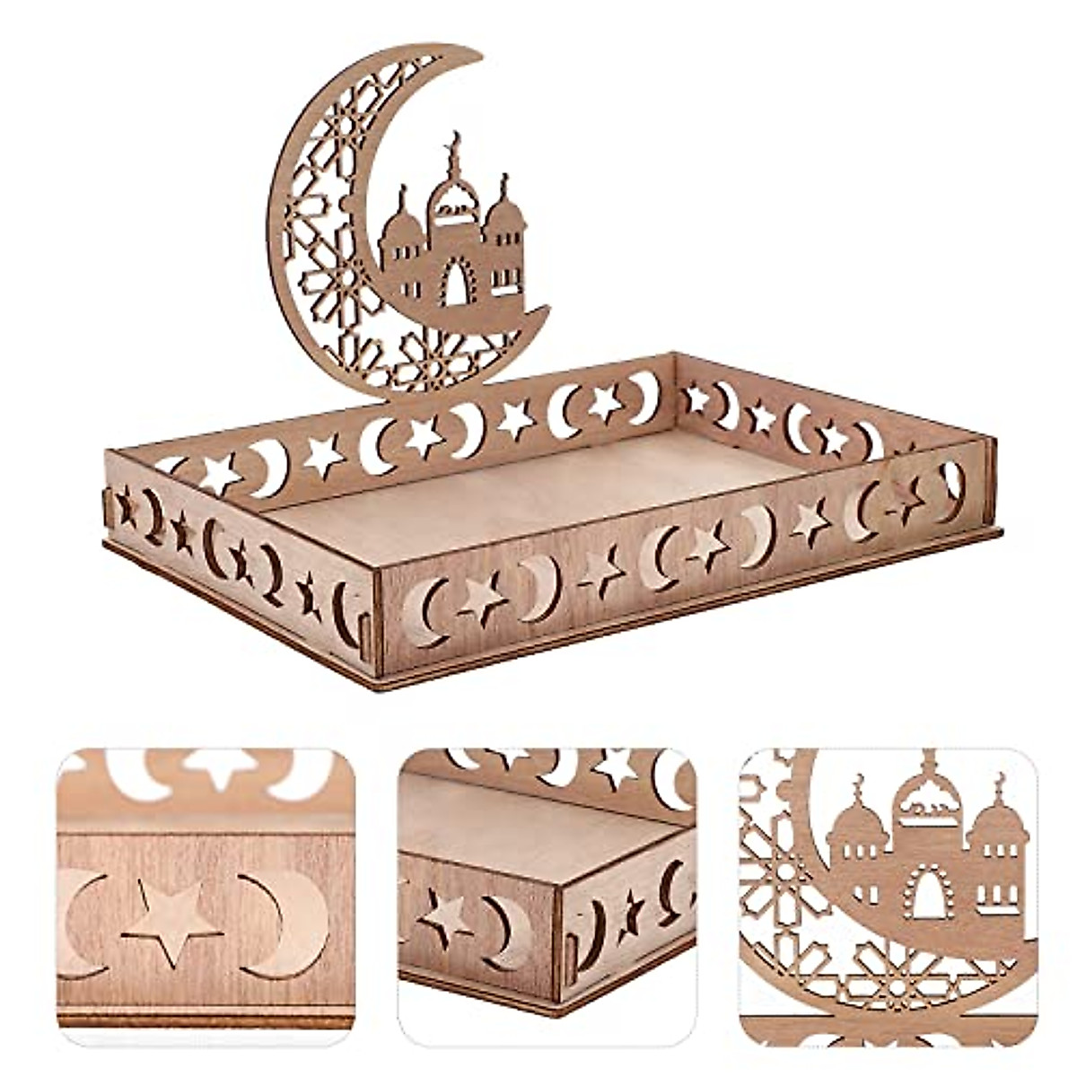 Cabilock Ramadan Tray Decorative Table Tray Dessert Food Tray Desktop Table Decor