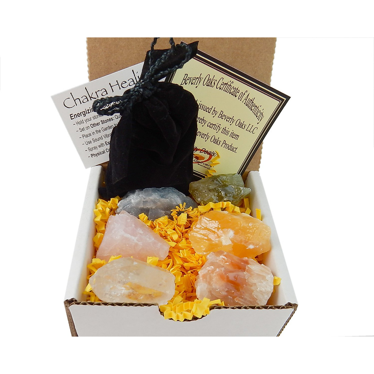 Chakra Mineral Starter Set/Crystal Healing Kit ~ 6 Colorful Mineral Stones Plus 7 Chakra Tumbled Gemstones, Spiritual Metaphysical, Reiki, Chakra, Healing, Bohemian, Natural