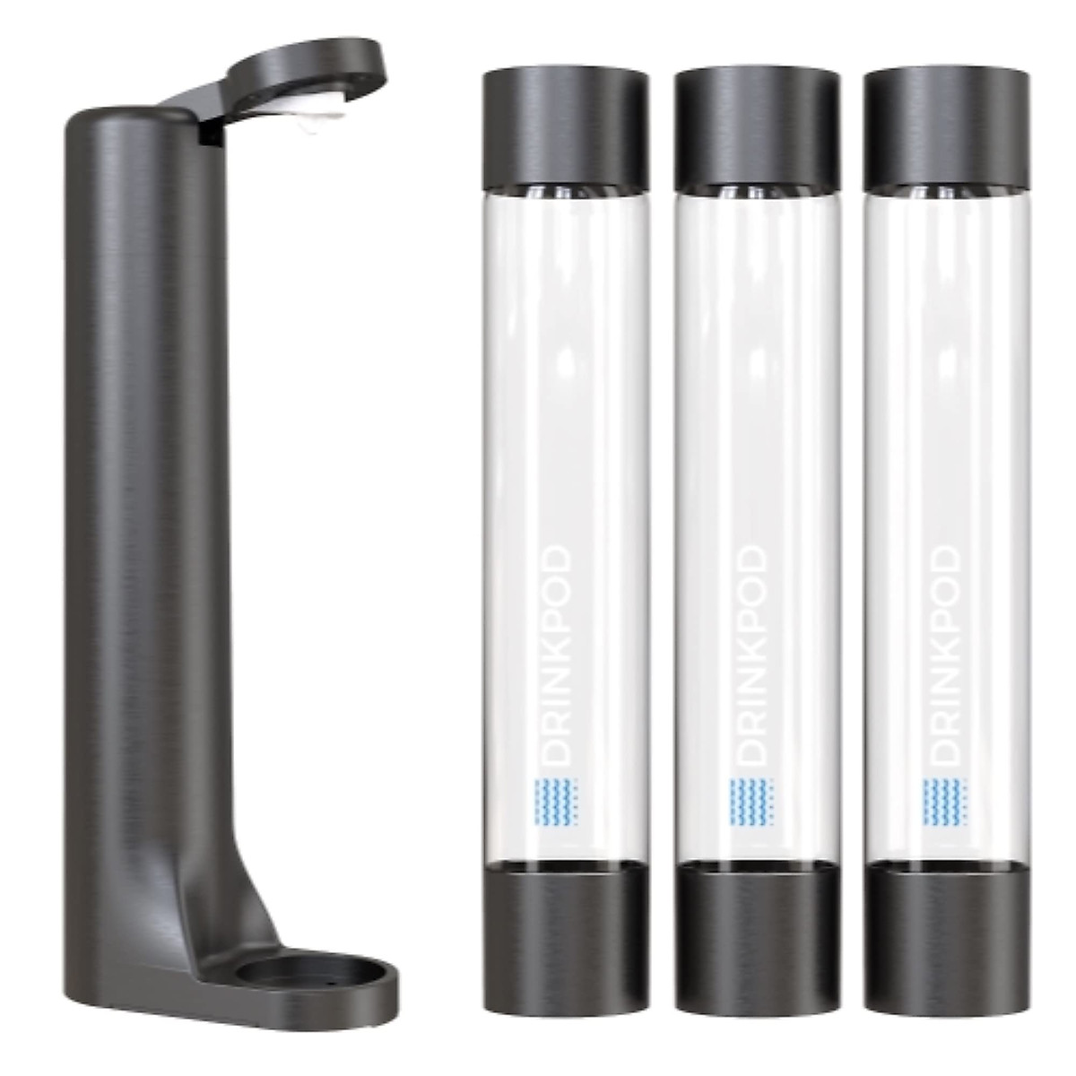 Fizzpod Home Soda Maker Sparkling Water Carbonator With 3 Bottles and 2 Bottle Brushes (Black)