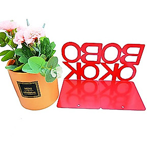 Artkingdome 1Pair Luxury Metal Bookend Book Letter Art Book Ends Stand Holder Decorative Bookends Gift Red