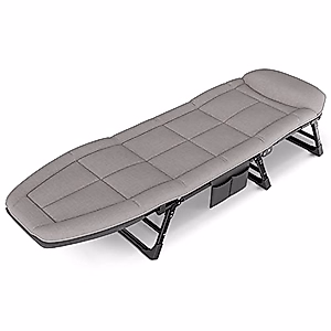 Guest Folding Bed Cot - with Frame Adjustable gears Folding Bed Cot, Portable & Lightweight Folding Bed Frame with Thick Memory Mattress for Spare Bedroom & Office (400lbs)(200*64*38cm, Light Grey)