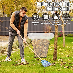 UKQRRTC Outdoor Trash Bag Holder Stand Heavy Duty Metal Garden Garbage Bag Support Frame Multi Use Portable Yard Leaf Bag Stand Easy to Assemble Trash Bag Holder Frame