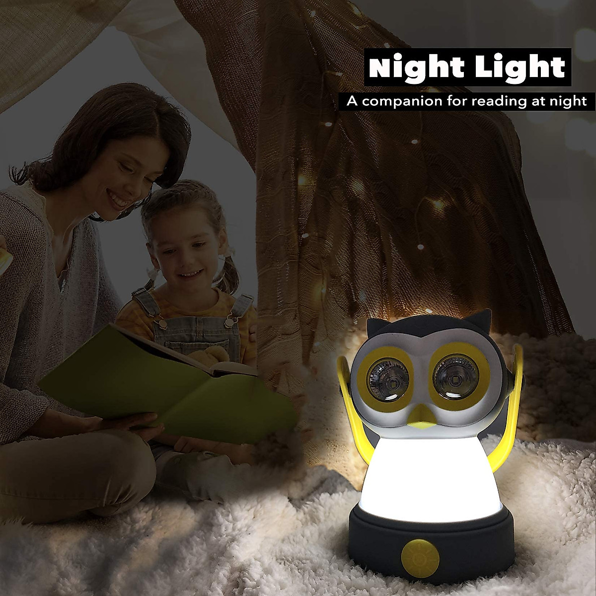 Outdoor Equipment LED Camping Lantern & Headlamp Set for Kids, FANT.LUX Battery Powered Night Light for Emergency, Hurricane, Lightweight Tent Lamp (Owl Set)