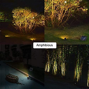 Solar Pond Spotlights, 1-Spotlight Underwater Lights Pond Lights IP68 Waterproof Submarine Projector Light Pond Garden Lawn Spotlight COB Style Amphibious for Outdoor Garden Courtyard Lawn Fish