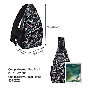 MOSISO Sling Backpack, Multipurpose Travel Hiking Daypack Rope Crossbody Shoulder Bag, Lychnis