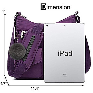 SUKRY Nylon Crossbody Bag for Women with Anti theft RFID Pocket, Waterproof Shoulder Bag Travel Purses and Handbag (Gorgeous purple)