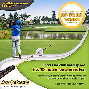 Momentus Speed Whoosh Golf Swing Trainer - Golf Swing Speed Trainer with Magnetic Sliding Timing Ball - Premium Swing Trainer Aid to Increase Golf Swing Speed 7 to 10 mph - Men's