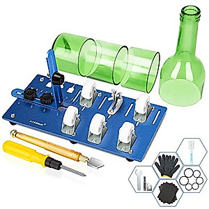 Glass Bottle Cutter Upgraded Bottle Cutting Machine for Cutting Round, Oval Bottles, Home Craft DIY Glass Cutter Bundle Tools for Cutting Wine, Beer, Whiskey, Champagne - Complete Accessories Tool Kit