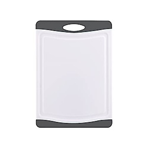 Farberware Nonslip Poly Cutting Board, 12x17-Inch, Gray and White