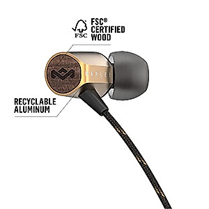 House of Marley Uplift 2: Wired Earphones with Microphone and Sustainable Materials (Brass)