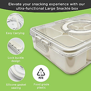 SnapWave Snackle Box Container - Snack Box Container - Snackle Box - Divided Serving Tray with Lid - Snack Tray - Snack Boxes - Snack Tray with Lid - Snacklebox - Snackle box Charcuterie Container