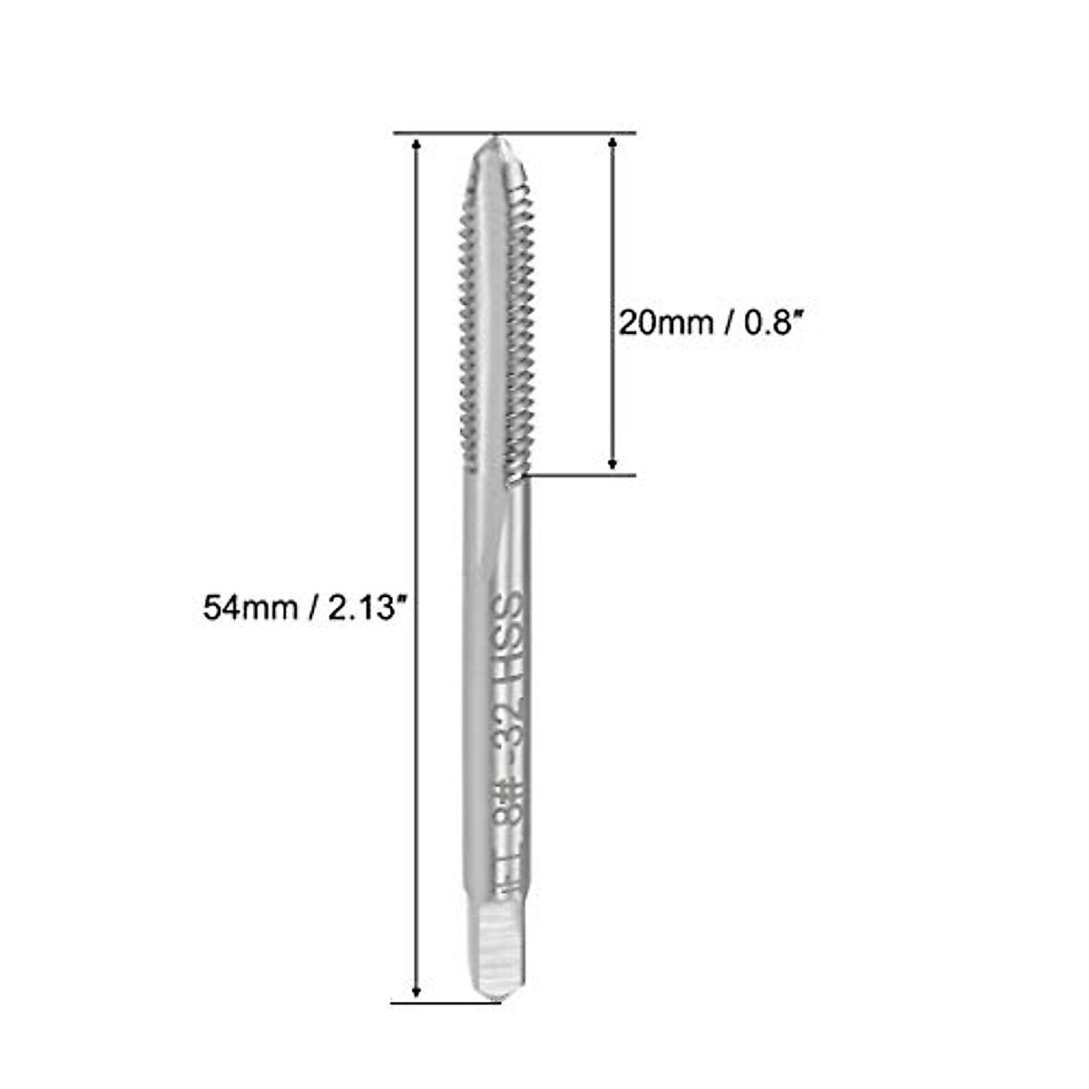 uxcell Machine Tap #8-32 UNC Thread 2B Class 3 Flutes High Speed Steel Screw Threading Tap Tapping Tool 5pcs