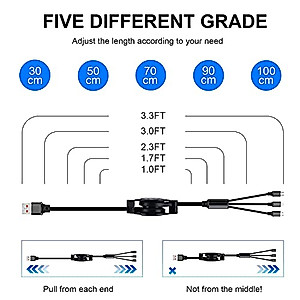 Aywenny [2023 Upgraded 3 Pack Multi Retractable Charging Cable, 3 in 1 USB Charging Cable with USB C/Micro USB/Phone Port, 3.3FT Charging Cable for Phone 14 13 12 11 XS XR X 8 7 6 SE,Galaxy (3park)