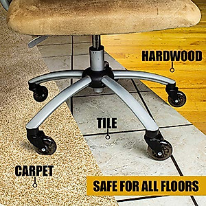 Desk Office Chair Wheels ZBRANDS Rollerblade Wheels for Office Chair Casters, Chair Wheels Replacement, Lightweight, Good for All Floors, Office Furniture Casters, Computer Chair Gaming Chair Wheels