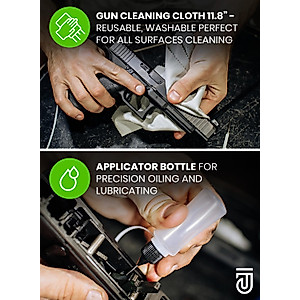 Gun Cleaning Supplies Kit 12 in 1 Universal Gun Cleaning Kit Incl. Gun Cleaning Patches, 6-inch Gun Cleaning Swabs, Double Head Gun Cleaning Brush, Cleaning Picks, Finishing Gun Cloth, Oil Applicator
