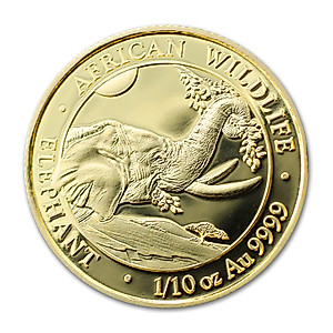 2023 1/10 oz Somalian Gold Elephant - African Wildlife Coin Brilliant Uncirculated 24K 100 Shillings BU