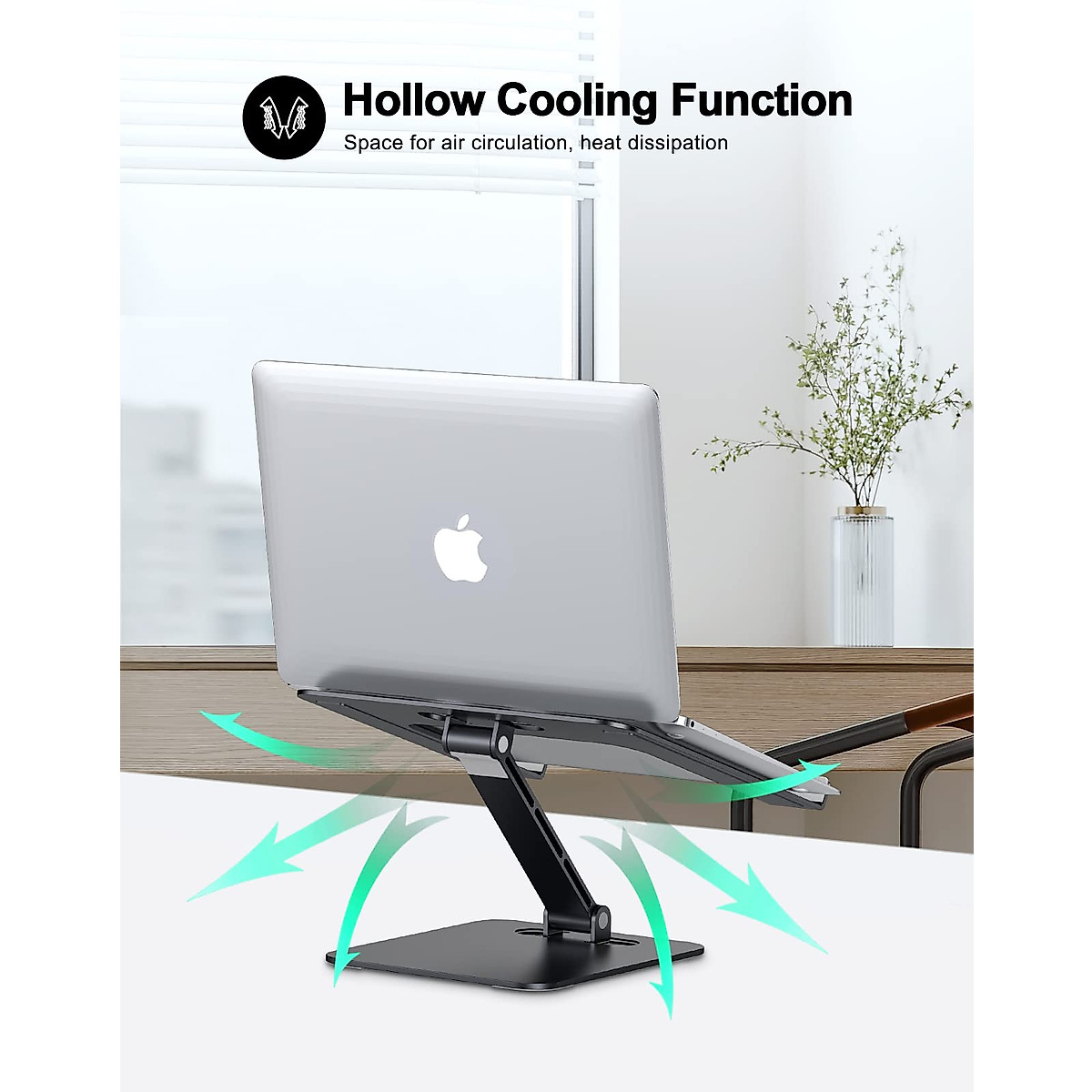 RIWUCT Foldable Laptop Stand, Height Adjustable Ergonomic Computer Stand for Desk, Aluminum Portable Laptop Riser Holder