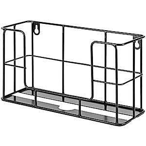 MyGift Wall Mounted Black Metal Wire Commercial Paper Towel Holder, Bathroom Paper Towel Dispenser Countertop Folded Towel Dispenser for Z Fold, C Fold and Trifold