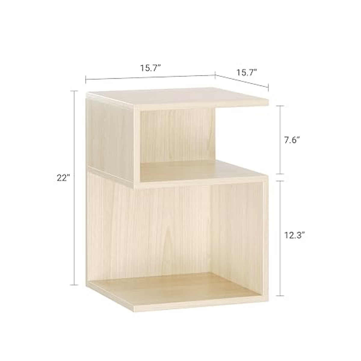 ODIKA Tokyo S Minimalist 3 Tier End Table - Minimalist 3-Tier Wood Nightstand for Small Spaces with Open Storage - Japanese-Inspired Bedside Table for Bedroom (Natural)