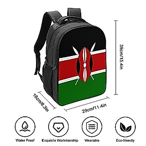 Kenyan Flag 16 Inch Backpack Laptop Bag Casual Daypack for Traveling Camping Shopping