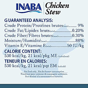 INABA Chicken Stew Side Dish/Complement/Dry Cat Food Topper/Treat for Cats with Vitamin E, Eight 1.4 Ounce Pouches