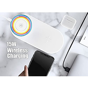 15W Wireless Phone and AirPod Charger, Touch Dimming Multicolor Night Light, Portable Bluetooth Speaker
