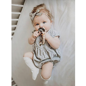 Cherssy Baby Girl 100% Original linen Bows Headbands, 10pcs Super Stretchy Nylon Hairbands For Newborn Infant Toddler