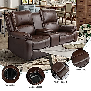 YITAHOME Loveseat Recliner, Manual Double Sofa Loveseat, Home Theater Seating with Storage Console, Double Recliner RV Sofa with Cup Holders and Side Pocket for Living Room