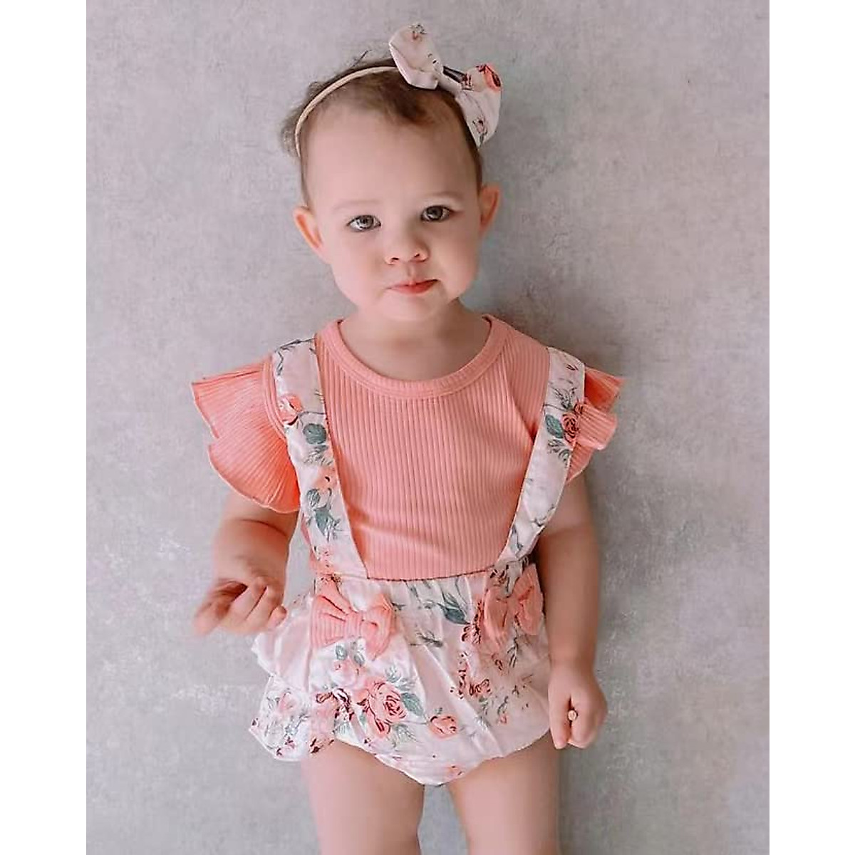 Voonlie Baby Girl Clothes Outfits 3PCS Newborn Infant Baby T Shirt Shorts Headband Summer Set