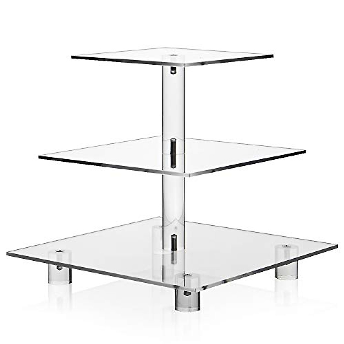 Acrylic Cupcake Stand, Clear Dessert Tower Holder Display with Base for Wedding, Party, Baby Shower, 3 Tier Square, Transparent