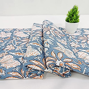 Trade Star Indian Hand Block Floral Print Fabric Lovely 3 Yard Running Natural Dyes Fabric 100% Soft Cotton Fabric for Sewing Crafting Ethnic Handmade Dressmaking Fabric by The Yard (Block Print - 5)