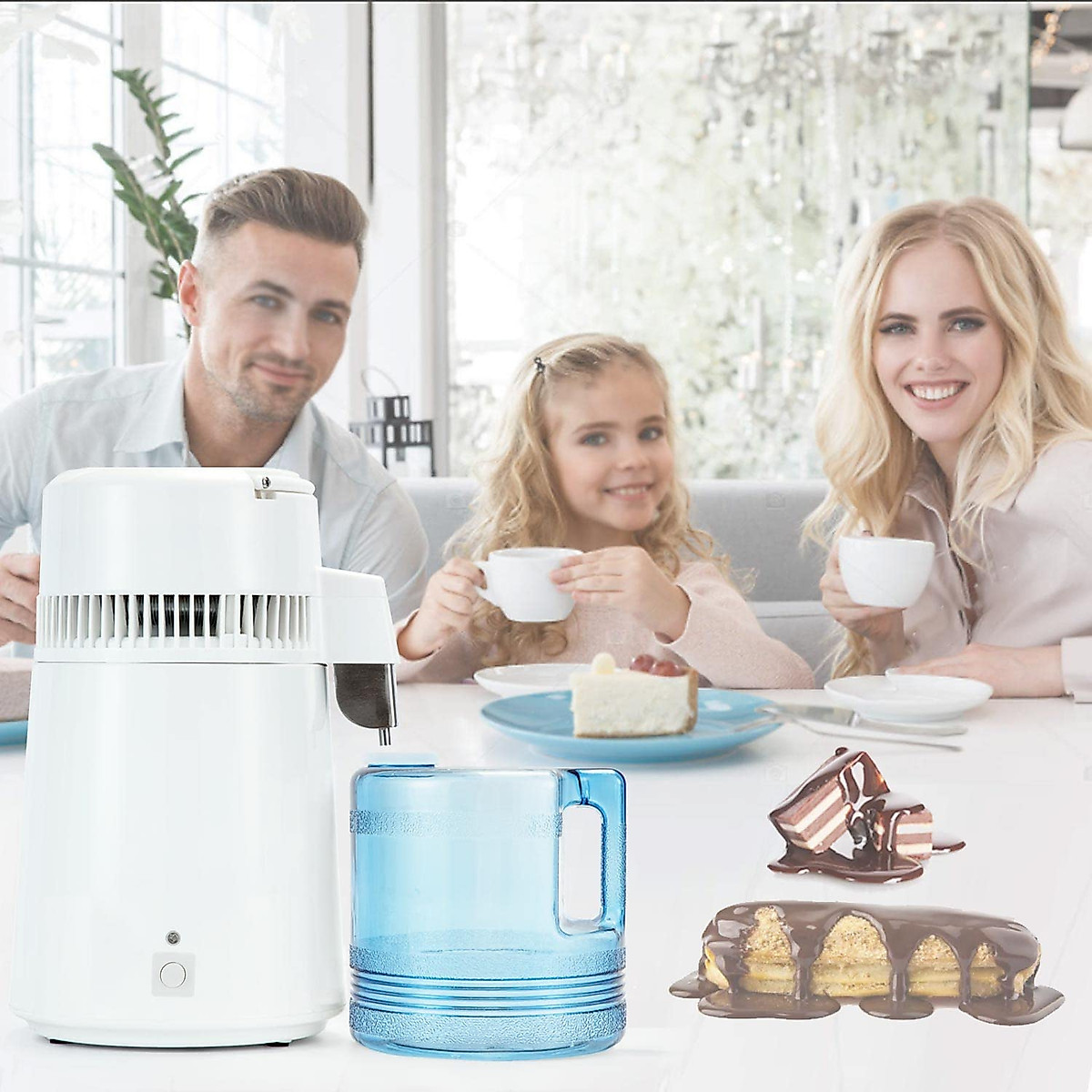 Water Distiller w/ Plastic Container;750W,1.1Gal/4L Capacity;Distill Water up to 0.26Gal/1L per Hour and About 6Gal/23L per Day;Countertop Style is Perfect for Home Use