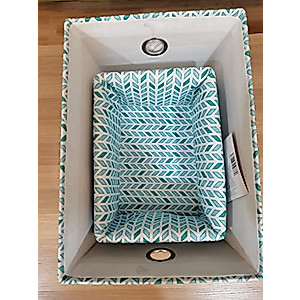 Fabric Storage Bins, Sturdy Cloth Storage Shelf Baskets, Decorative Canvas Bin Toy Storage Basket for Organizing Shelf Nursery Home Closet Office Small Blue