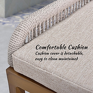 PURPLE LEAF Outdoor Counter Height Bar Stools Chair Set of 2 Modern Patio Metal Stools with Backrest and Arm, Cushions Included