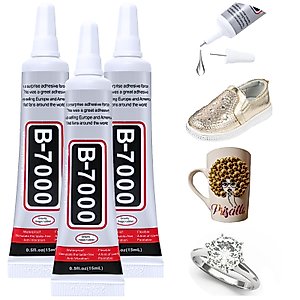 3PCS B7000 Jewelry Glue for Jewelry Making, FITTDYHE 15ML/0.5fl oz Clear Glue DIY Craft Glue Rhinestones Glue, Waterproof Stong Bond Adhesive Glue for Phone Repair Nail Art Shoes Fabric Metal Glass