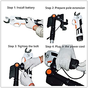 LIGO Electric Pruning Shears For Garden Cordless Rechargeable Power Pruner, Tree Branch Flowering Bushes Trimmers With Safety Protection,MAX 25mm(0.98 Inch) Cutting Diameter (Pruner w/Pole Extension)