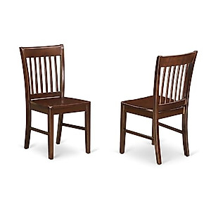 East West Furniture DLNO5-MAH-W 5 Piece Dining Room Table Set Includes a Round Dining Table with Dropleaf and 4 Wood Seat Chairs, 42x42 Inch, Mahogany