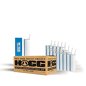 Hogg 20oz Sublimation Glow in the Dark Tumbler Case (24 Units) - Blue Glow, Glow in the Dark Sublimation Tumblers 20 oz, Blank Tumblers in Bulk, Glows After Exposure to Light - Blue Tumbler