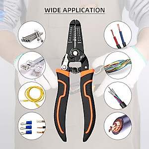 Wire Stripper Cutter Stripping Cutting Pliers, VANJOIN 7 Inch Wire Strippers Cutter, Multi-Functional Steel-made Wire Stripping Cutting Hand Tool for 10-22 AWG (Wire stripper)
