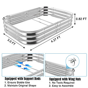CODACE Raised Garden Bed Kit, 2Pcs Galvanized Raised Garden Beds Outdoor for Gardening, Metal Raised Planter Box for Vegetables Flowers Herb Fruits, Garden Planters with Ventilation Holes (4.27x3ft)
