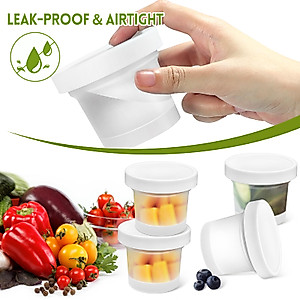 ISUSSER 10 Pack 2oz Reusable Small Plastic Containers with Screw Lids, Small Food Storage Freezer Containers, Deli Containers Stackable Food Storage Jars, Sauce Condiment Jars Lunch Box Accessories