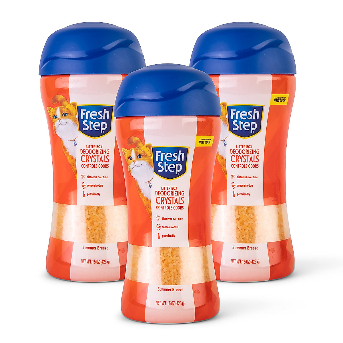 Fresh Step Cat Litter Crystals in Fresh Scent Cat Litter Box Deodorizer Combats Cat Odors and Neutralizes Smells to Keep Your Home Clean, 15 Ounces (Pack of 3)