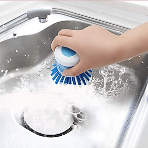 Dish Brush with Soap Dispenser for Dishes Pot Pan Kitchen Sink Scrubbing, Blue 2pcs