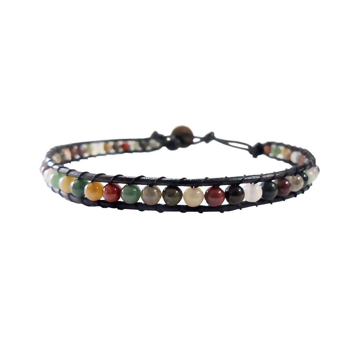 Infinityee888 Anklet Jasper Stone Ankle Bracelet 10 Inches Woven with Leather Cord Beautiful Handmade Hippie Bohemian Unisex Gift Anklet for Men Anklet for Women and Teenage